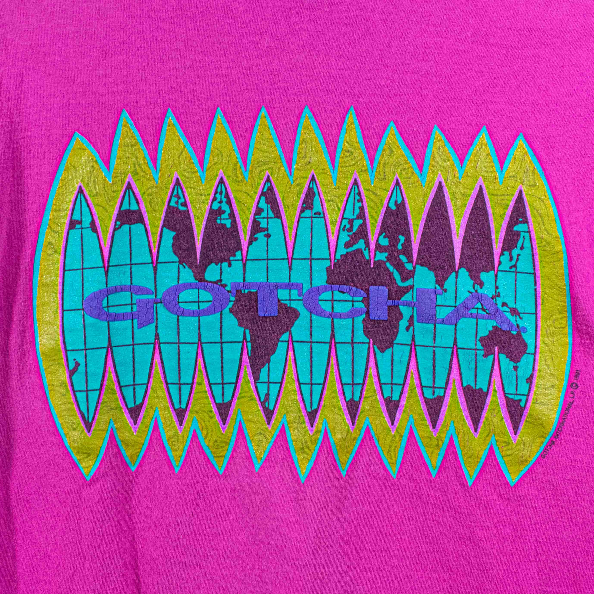 Gotcha Surf T-Shirt Earth Map Single Stitch– VNTG Shop