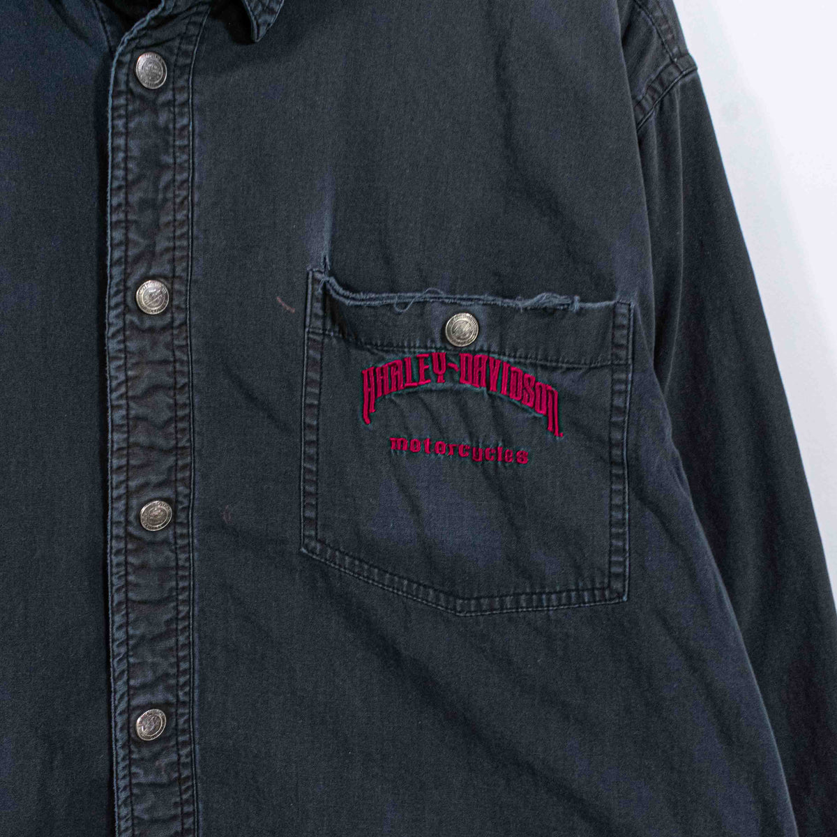 Harley Davidson Motorcycles Snap Button Shirt Flannel Lined Sun Faded ...
