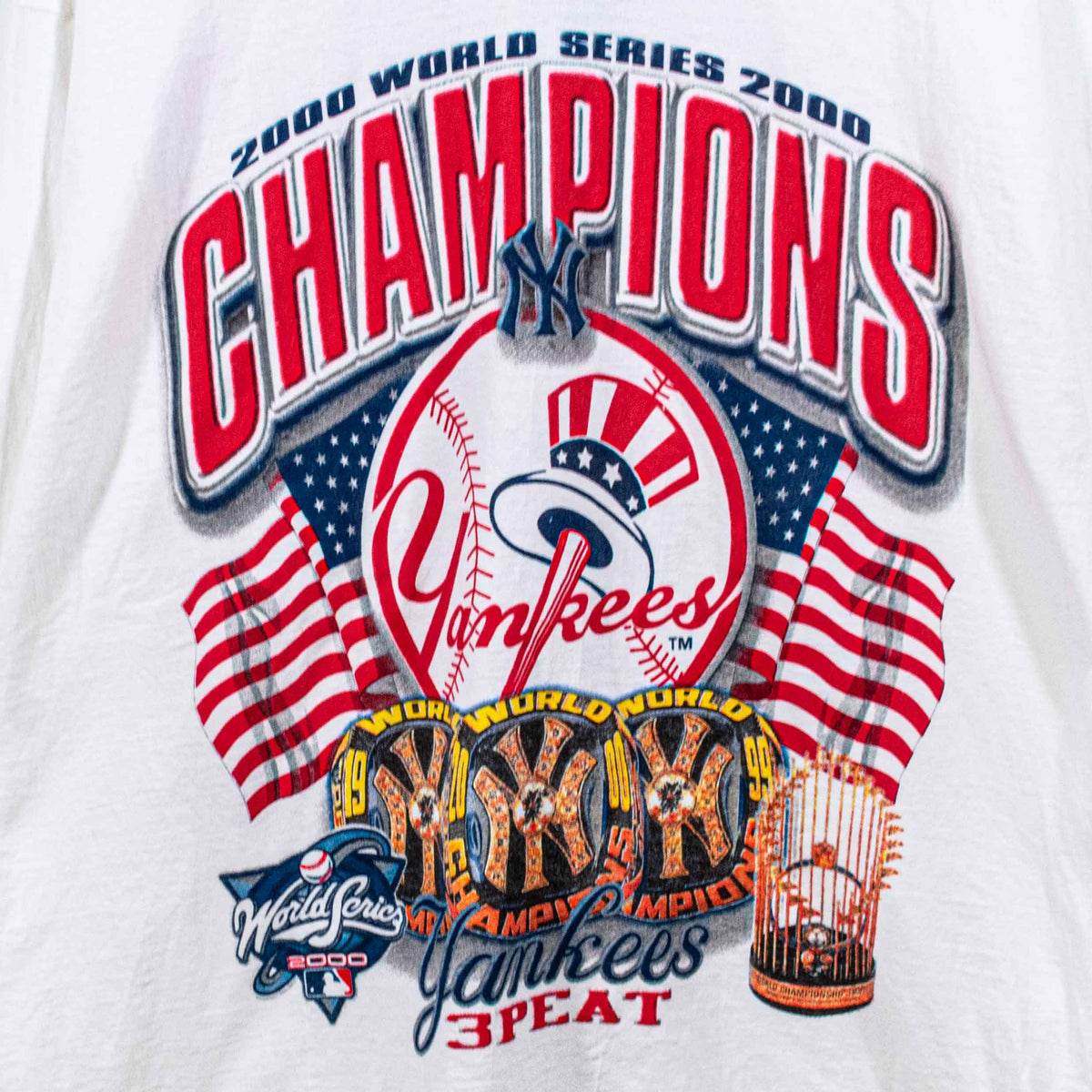 New York Yankees 2000 World Series 3 Peat T-Shirt Long Sleeve– VNTG Shop